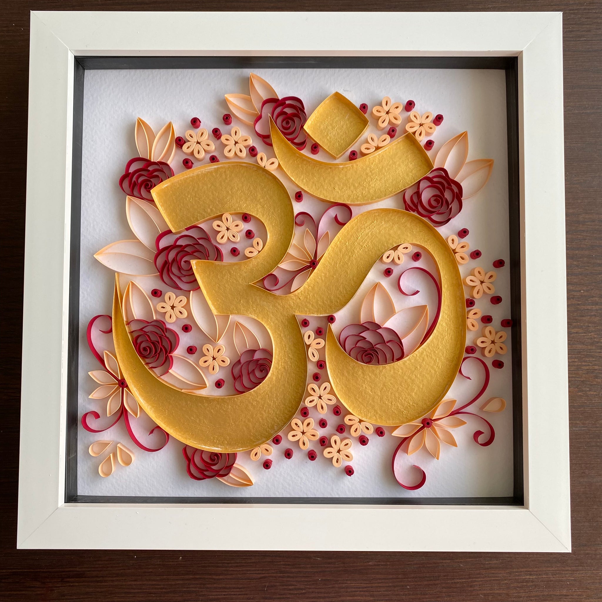 Quilled Red & Gold Aum (Om) - Beautiful Diwali gift – Paper Petal Craft